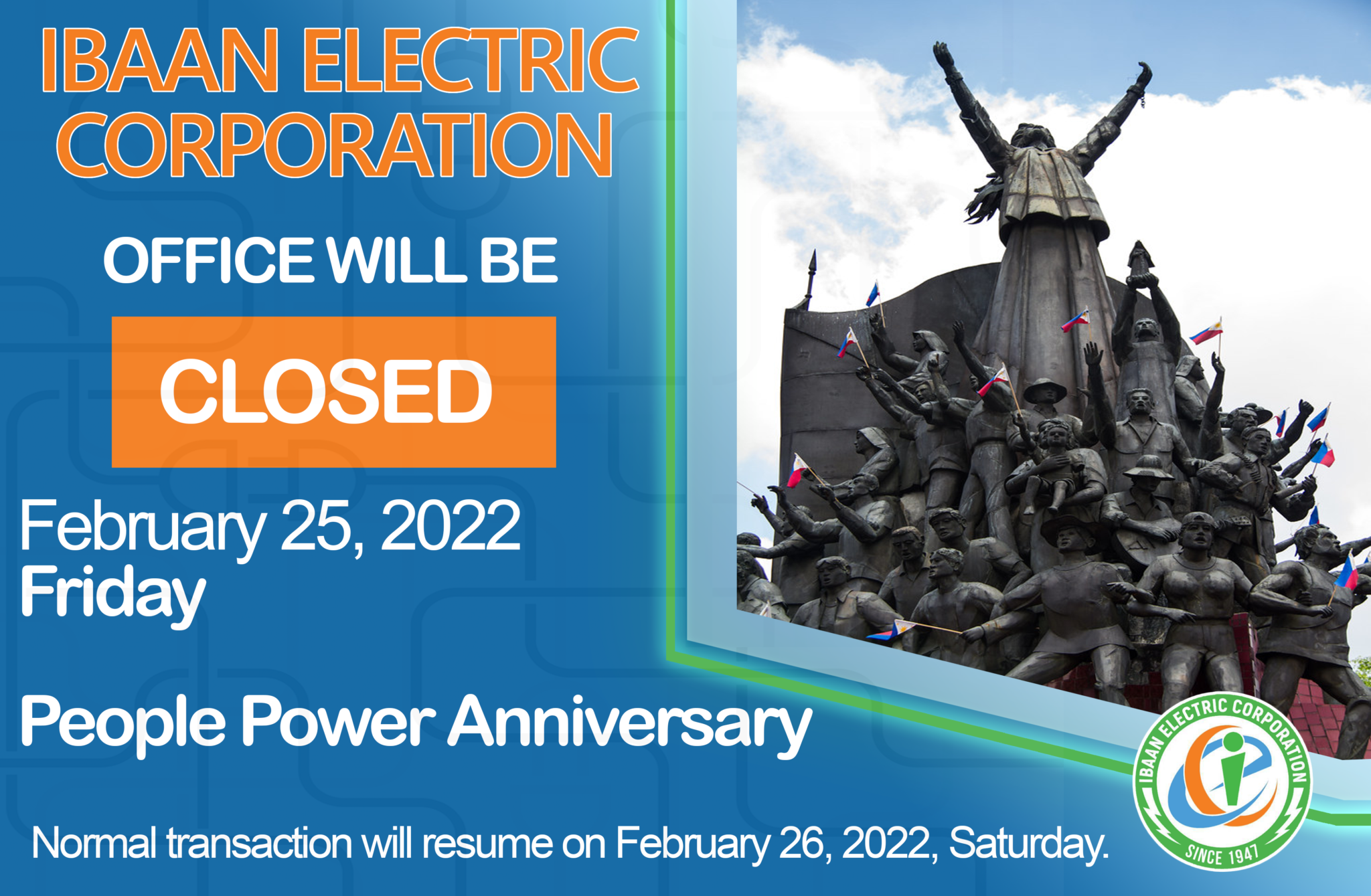 PEOPLE POWER ANNIVERSARY – Ibaan Electric Corporation